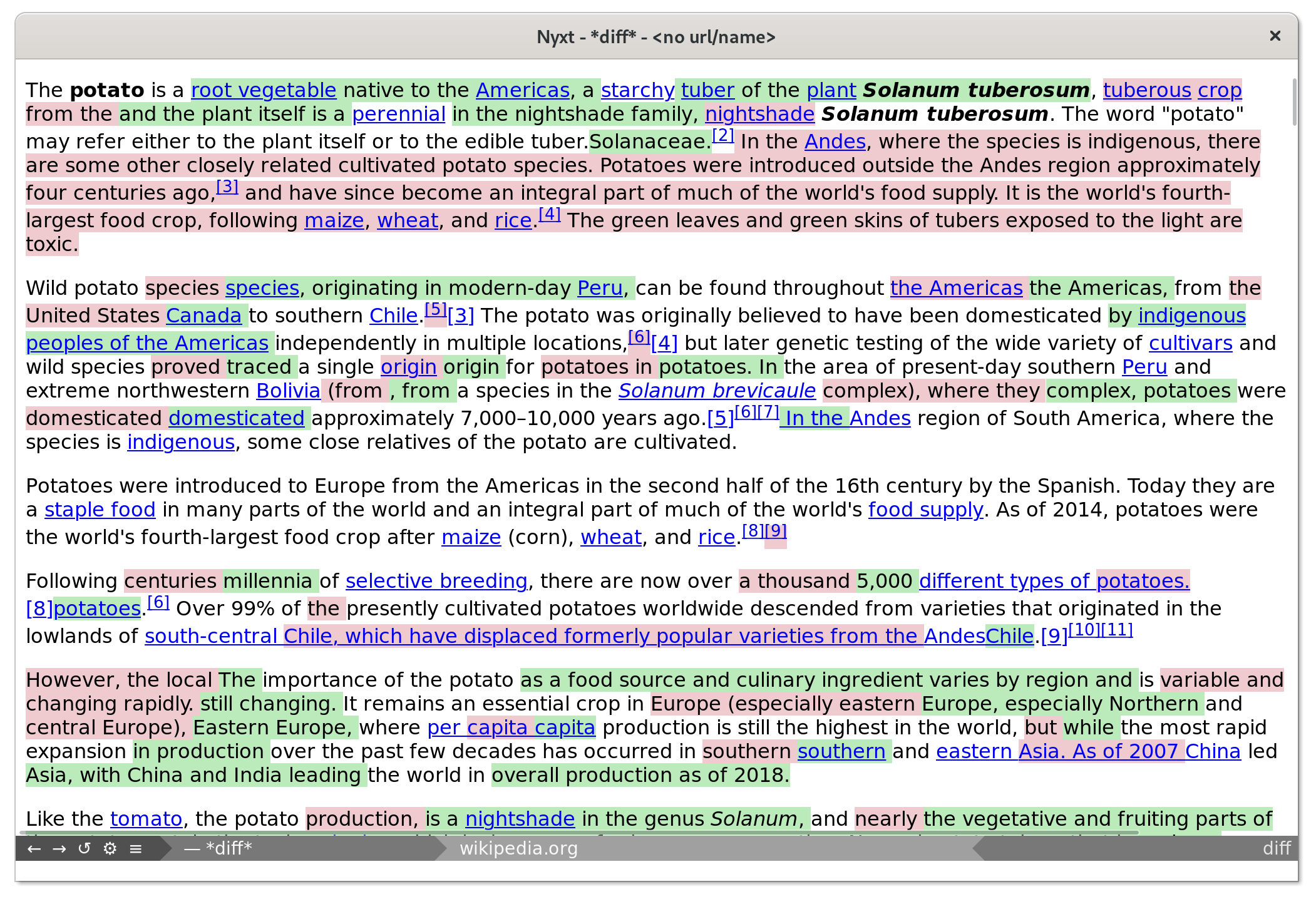 Nyxt Browser Diff mode